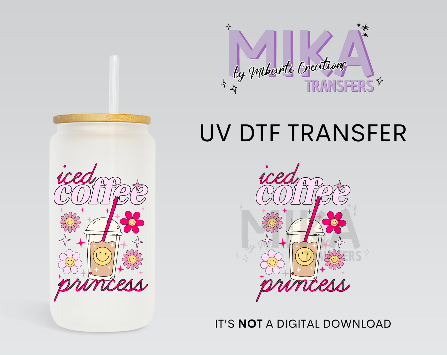 Iced Coffee Princess | UV DTF Decal – Mikarte Creations