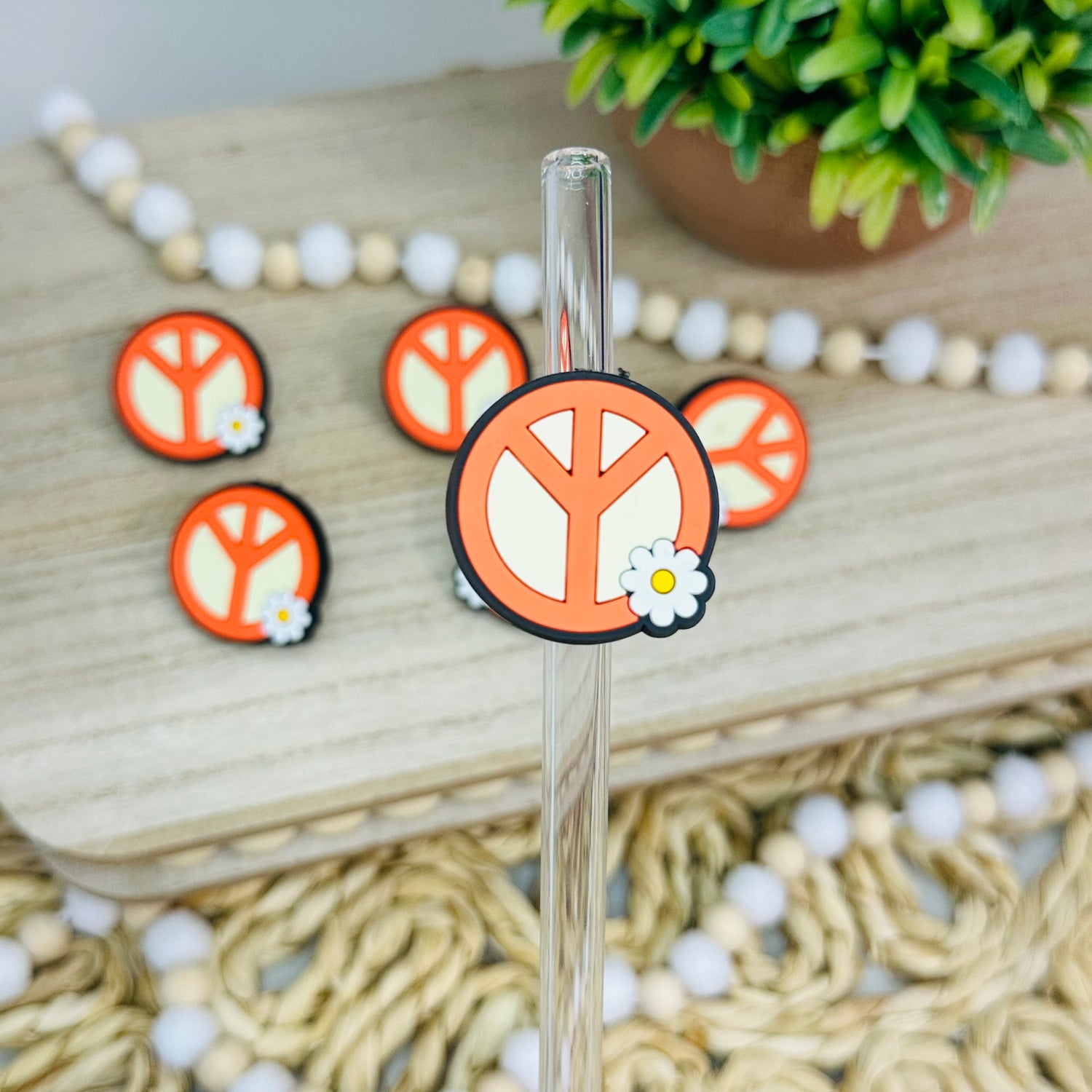 Peace Retro | Straw Charms – Mikarte Creations