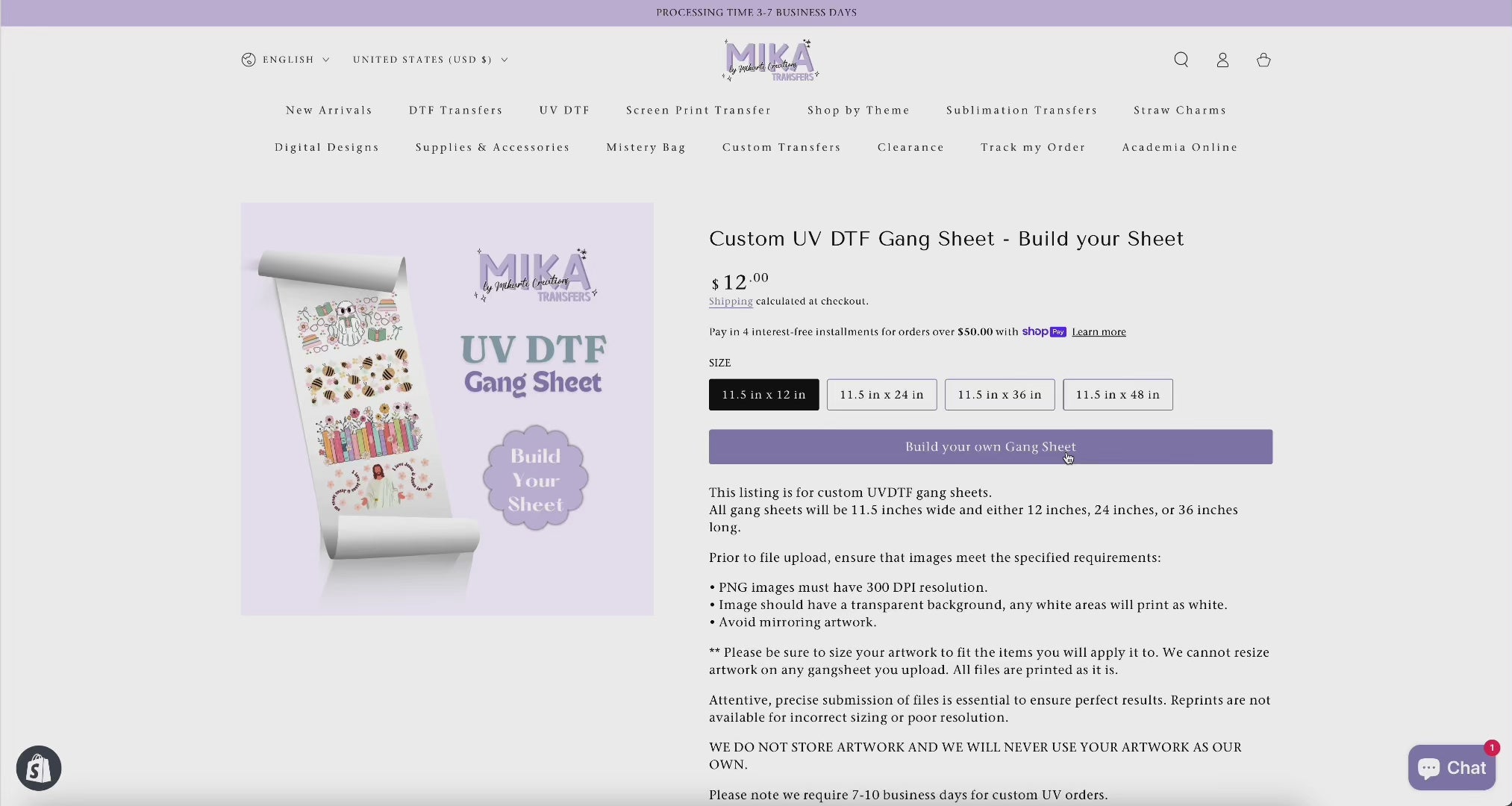 Custom UVDTF Gang Sheet – Mika Transfers
